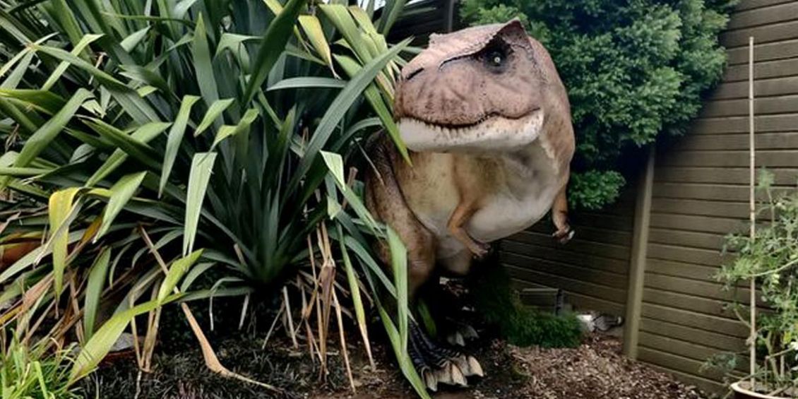 Compra un T-Rex di oltre 3 metri alla moglie per abbellire il giardino ...
